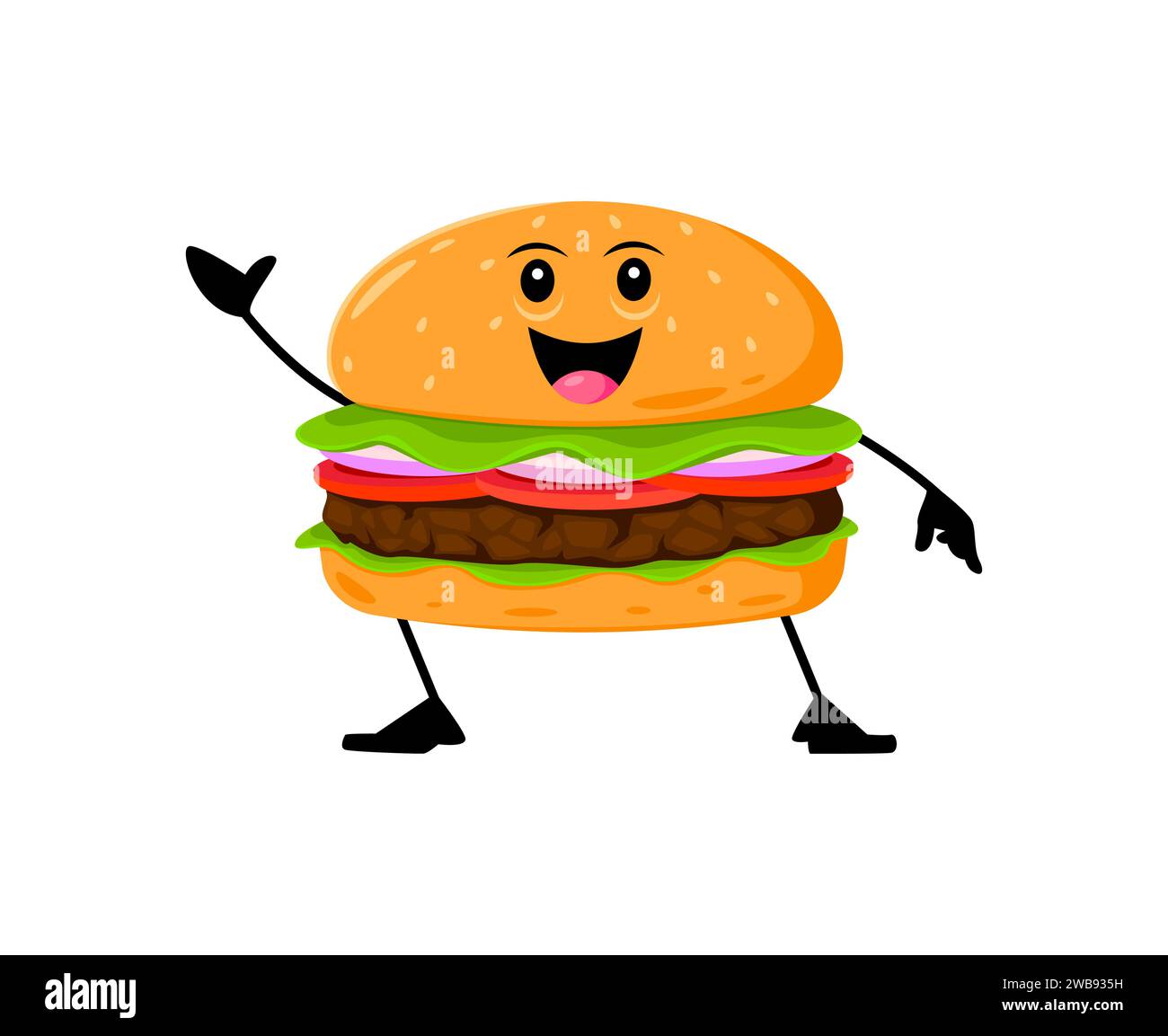 Cartoon cheerful burger funny takeaway fast food character. Isolated ...