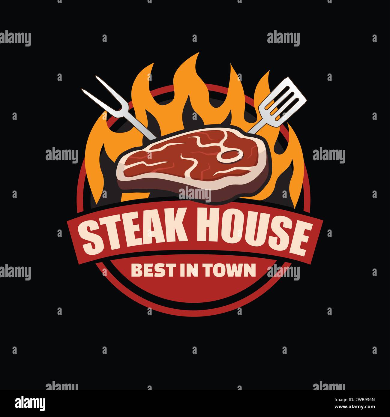 Vintage retro emblem steak Stock Vector Images - Alamy