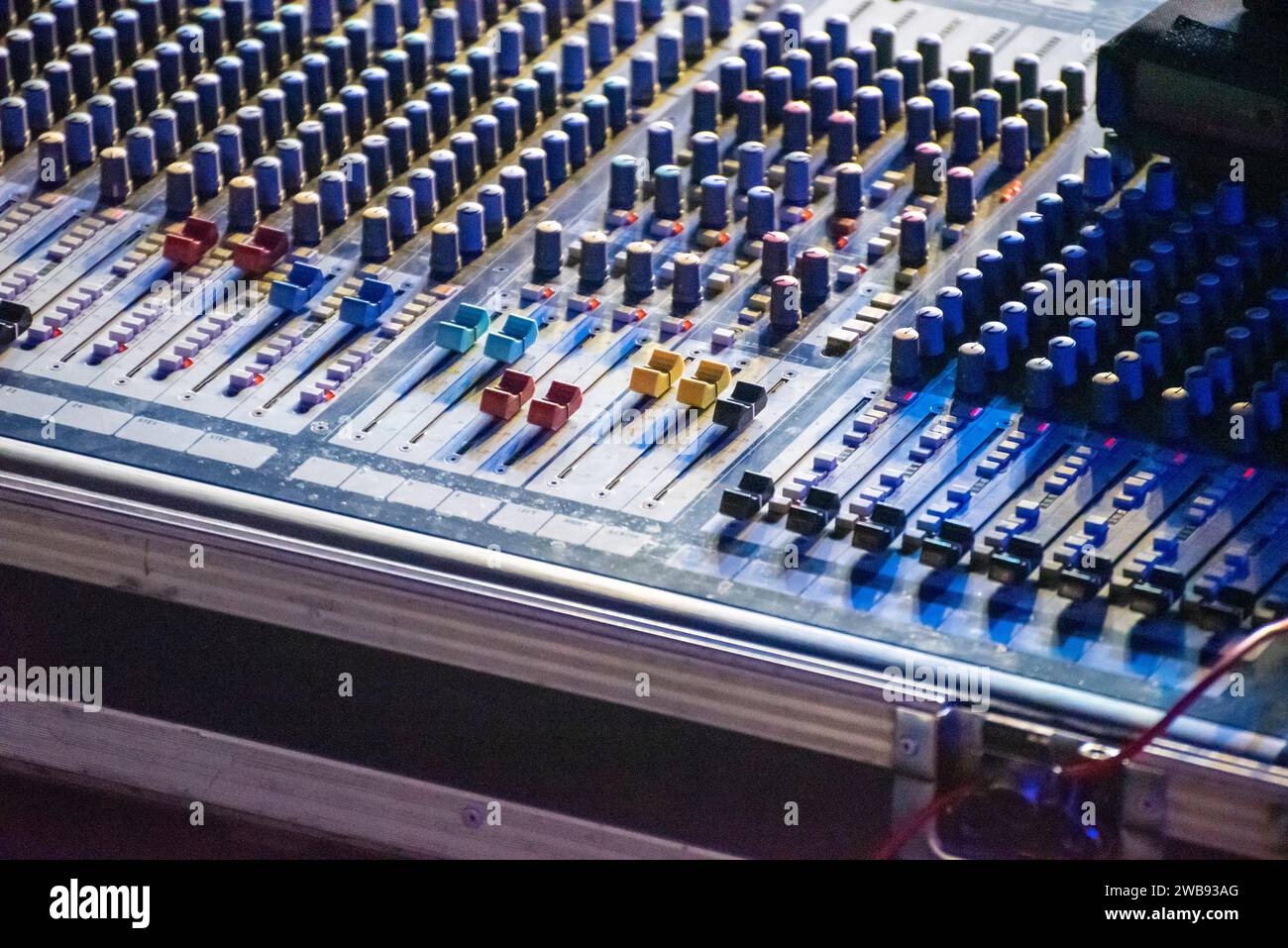 Sound engineer using mixing console to produce a sound track Stock ...