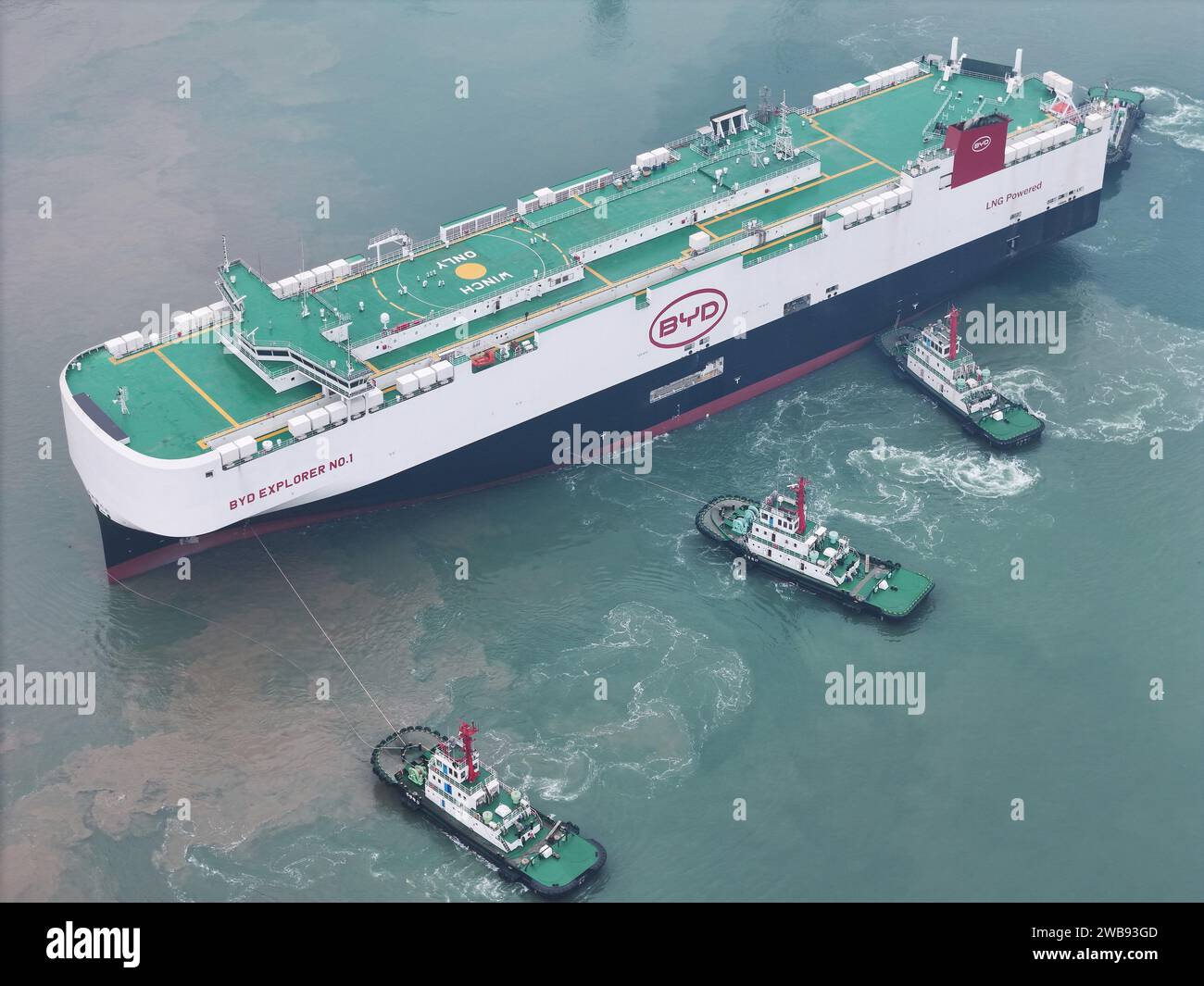 YANTAI, CHINA - JANUARY 9, 2024 - The large car carrier BYD Explorer 1 ...