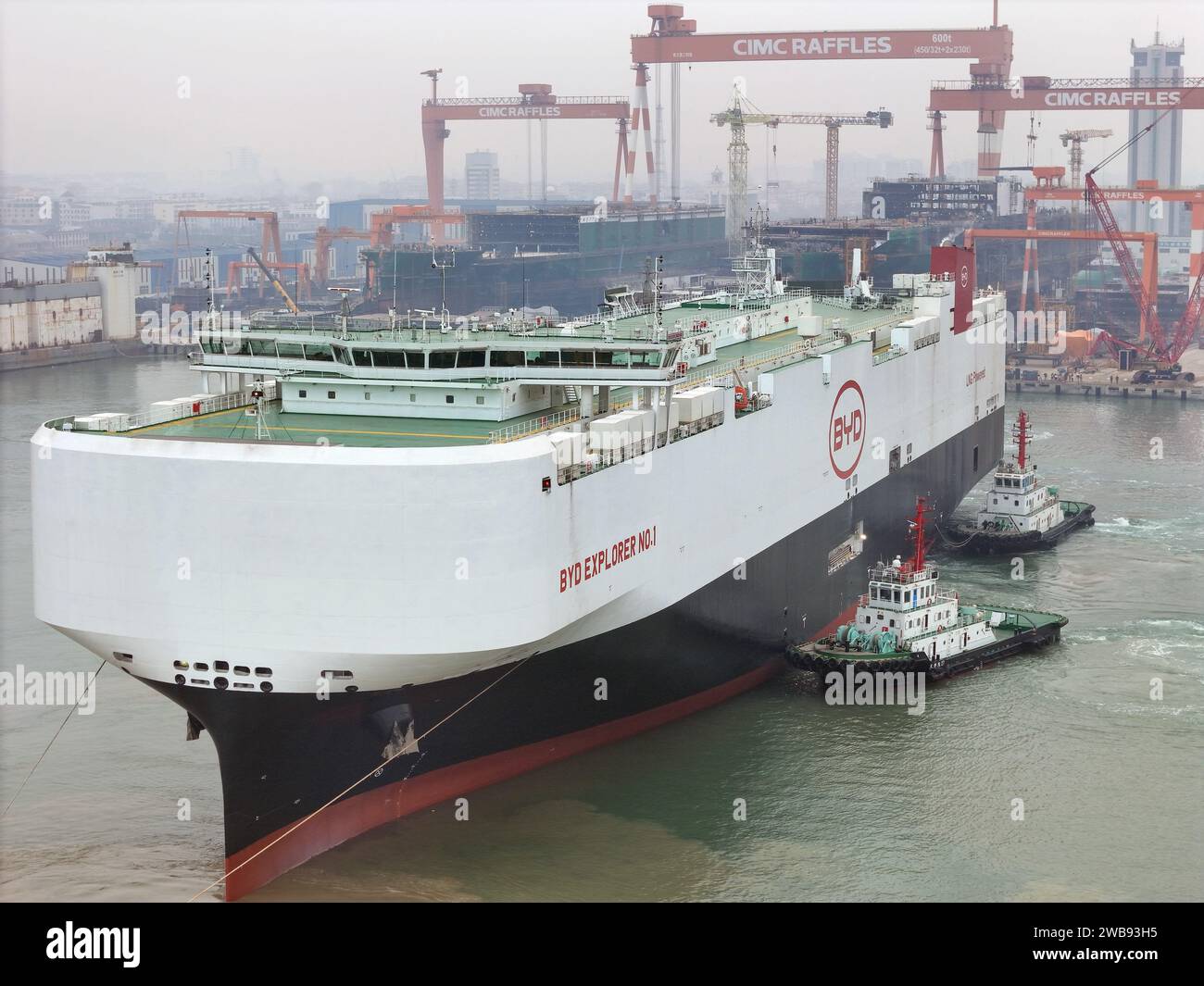 YANTAI, CHINA - JANUARY 9, 2024 - The large car carrier BYD Explorer 1 ...