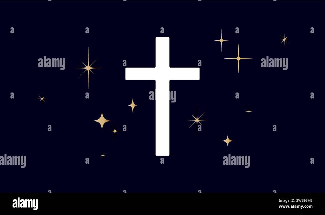 Christian religious cross. Symbol religion cross on dark background ...