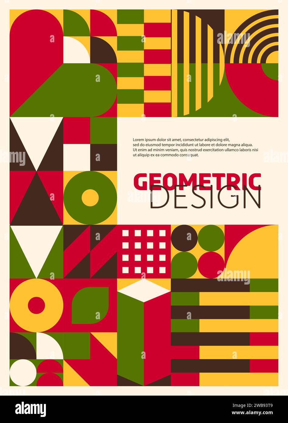 Abstract modern poster with Mexican motif of geometric Bauhaus pattern ...