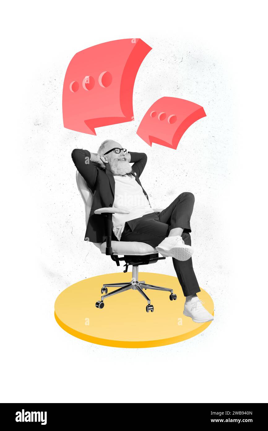 Vertical collage creative poster black white filter old happy chill ...