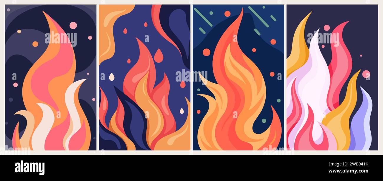 Abstract fire flame backgrounds vector art set Stock Vector Image & Art ...