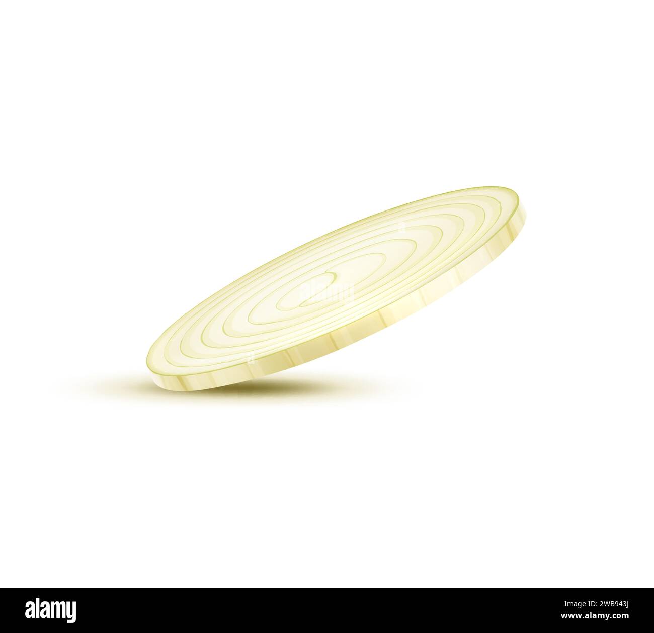 Isolated realistic yellow raw onion vegetable slice lies crisp and ...