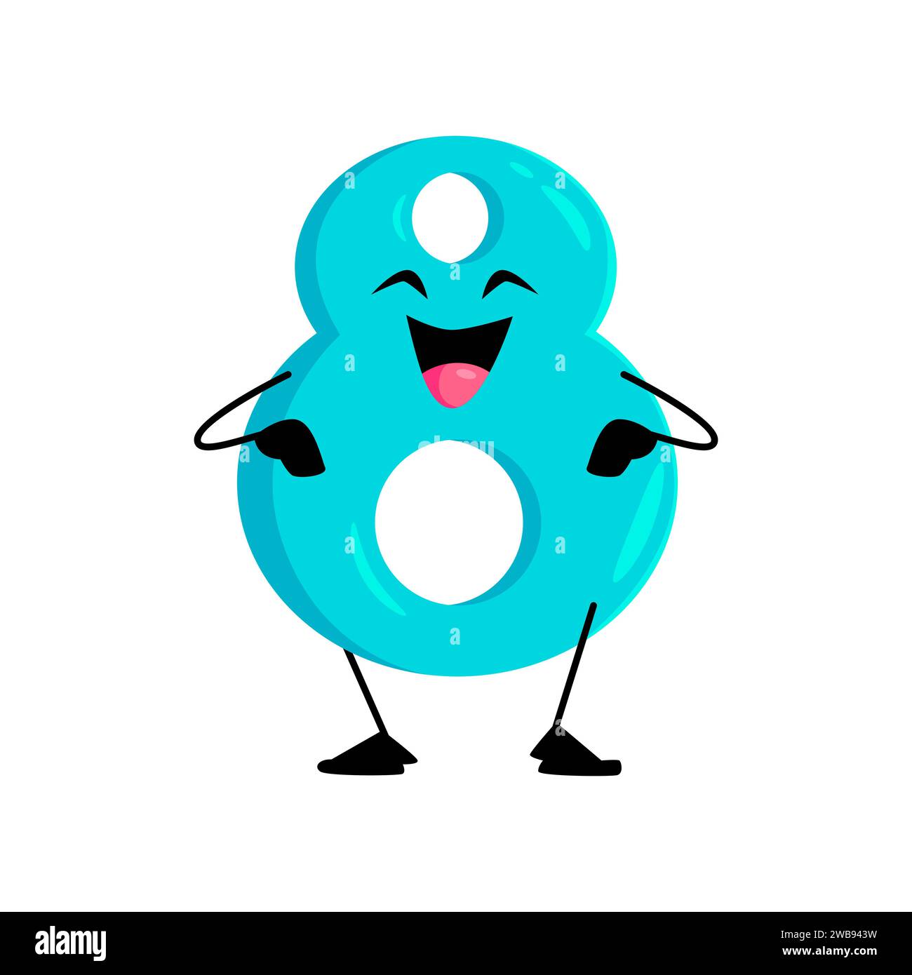 Cartoon funny math number eight character. Isolated vector cheerful and ...