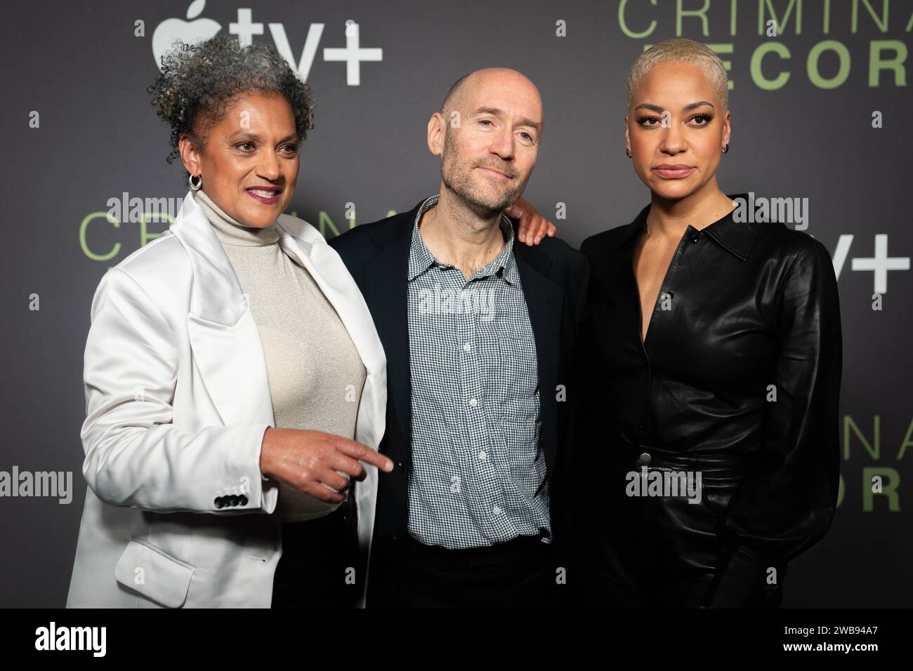 (left to right) Cathy Tyson, Paul Rutman and Cush Jumbo OBE attending a ...