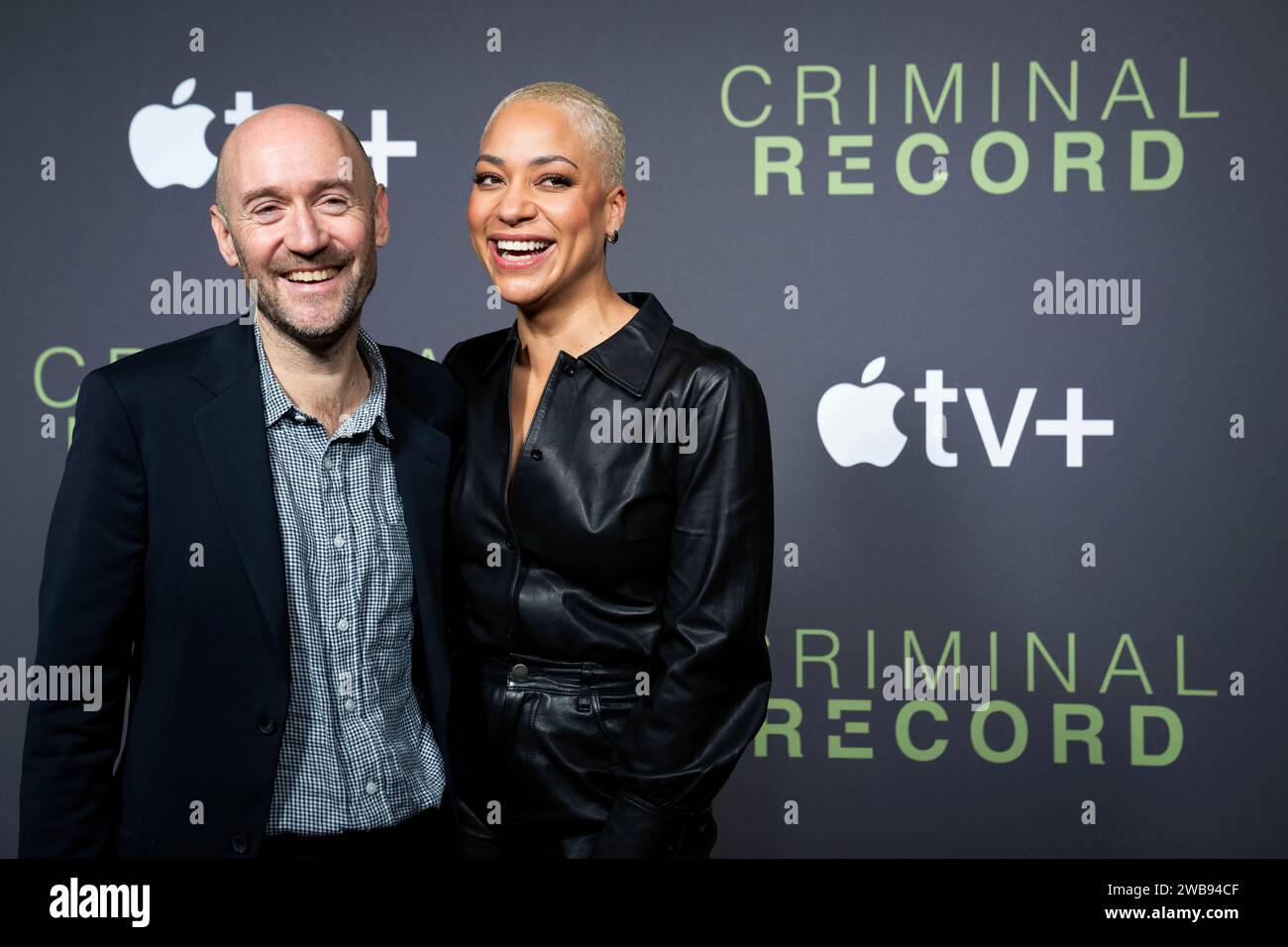 Paul Rutman, left, and Cush Jumbo pose for photographers upon arrival ...