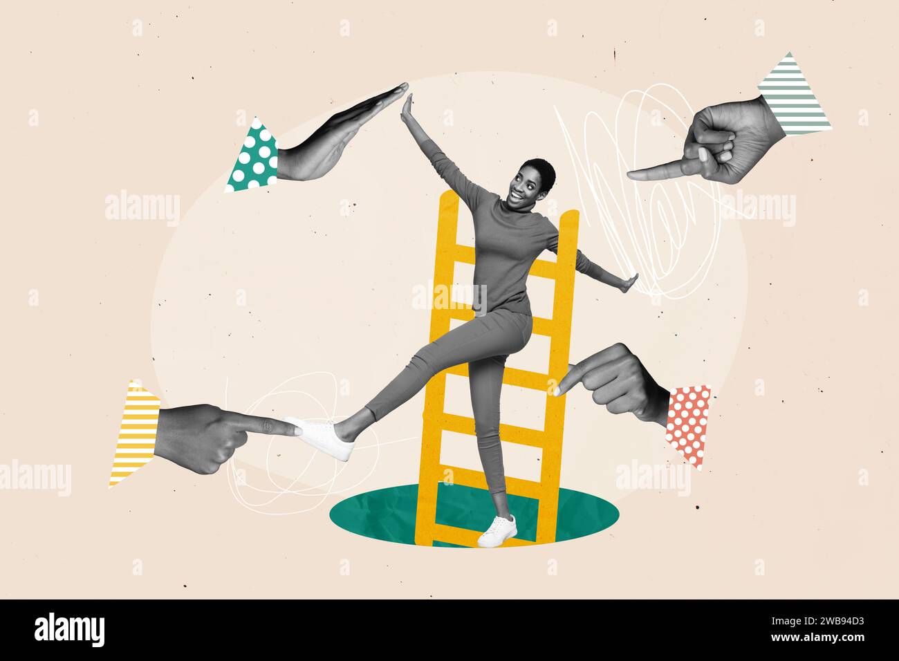 Image picture collage poster of lady guy worker hard feel persistence ...