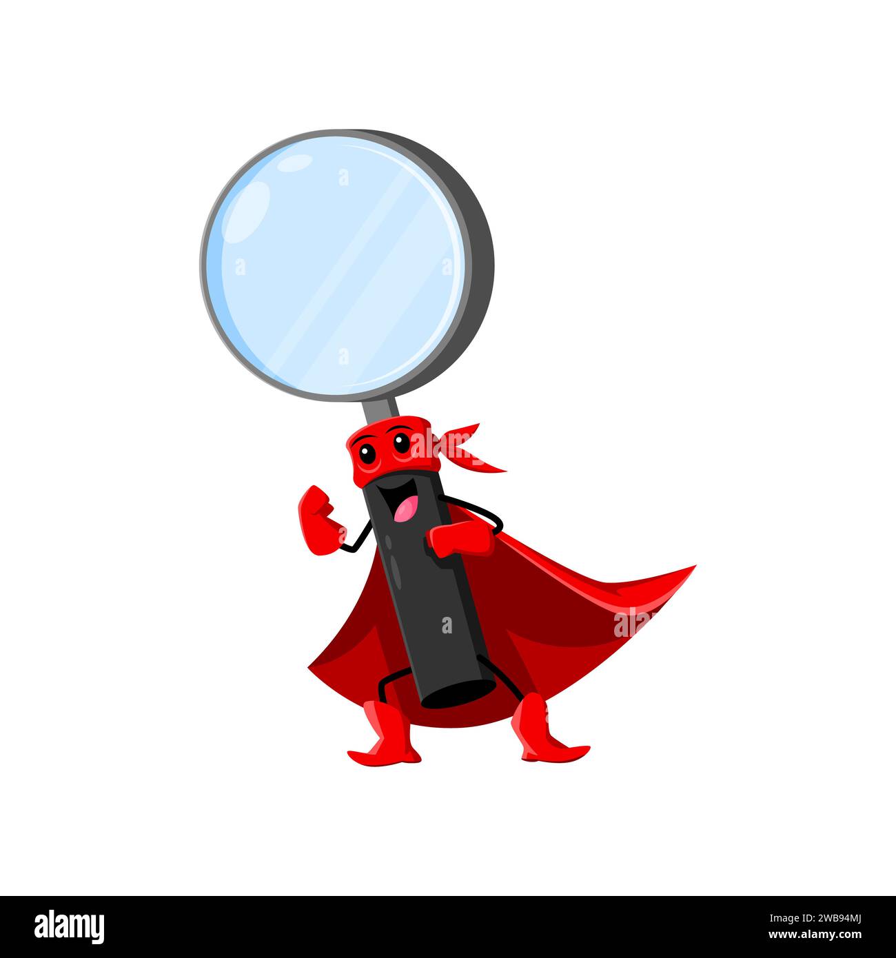 Cartoon magnifying glass school supply superhero and defender character ...