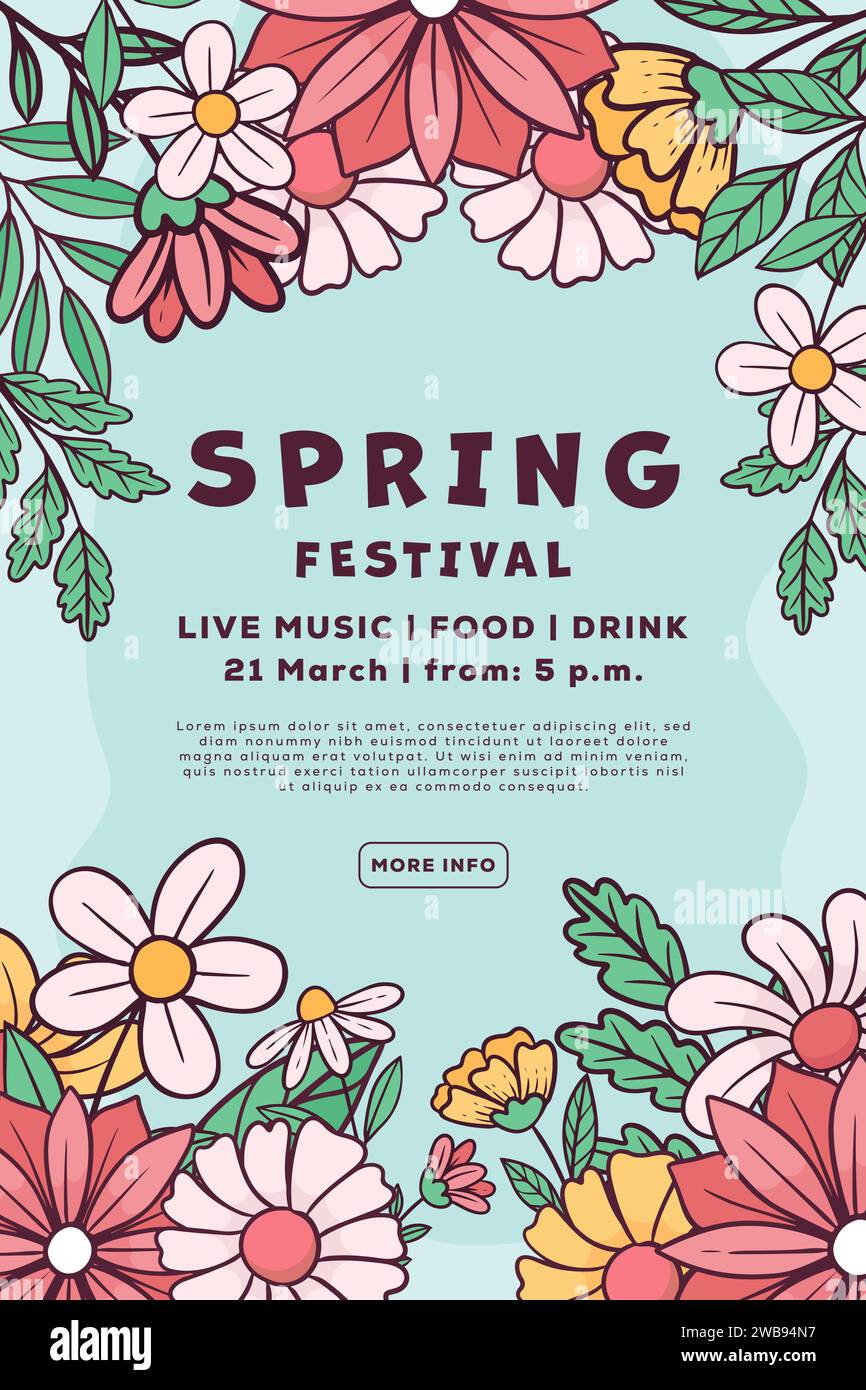 hand drawn spring festival vertical banner illustration Stock Vector ...