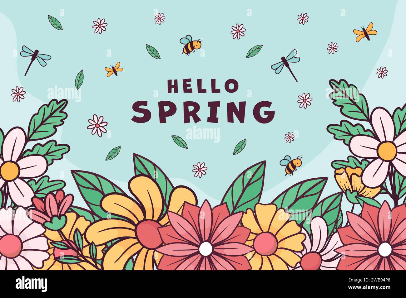 spring background illustration in hand drawn style Stock Vector Image ...