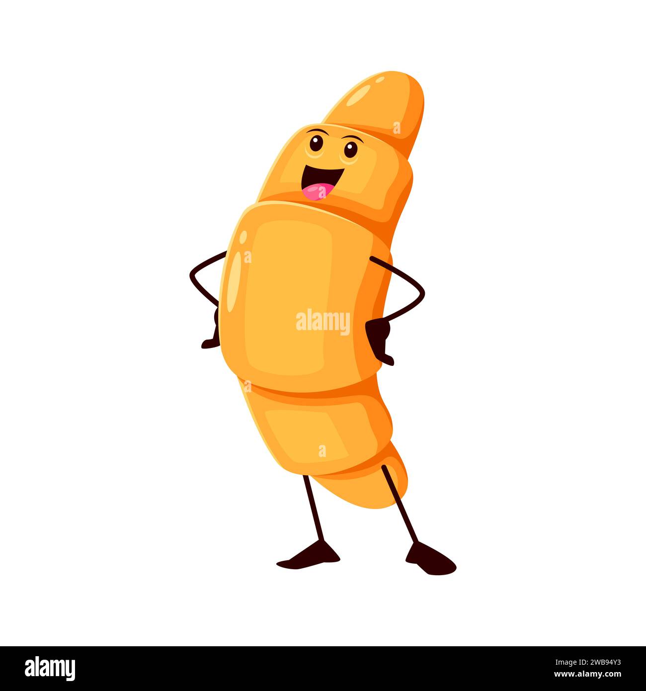 Cartoon funny croissant bakery character. Isolated vector mischievous ...