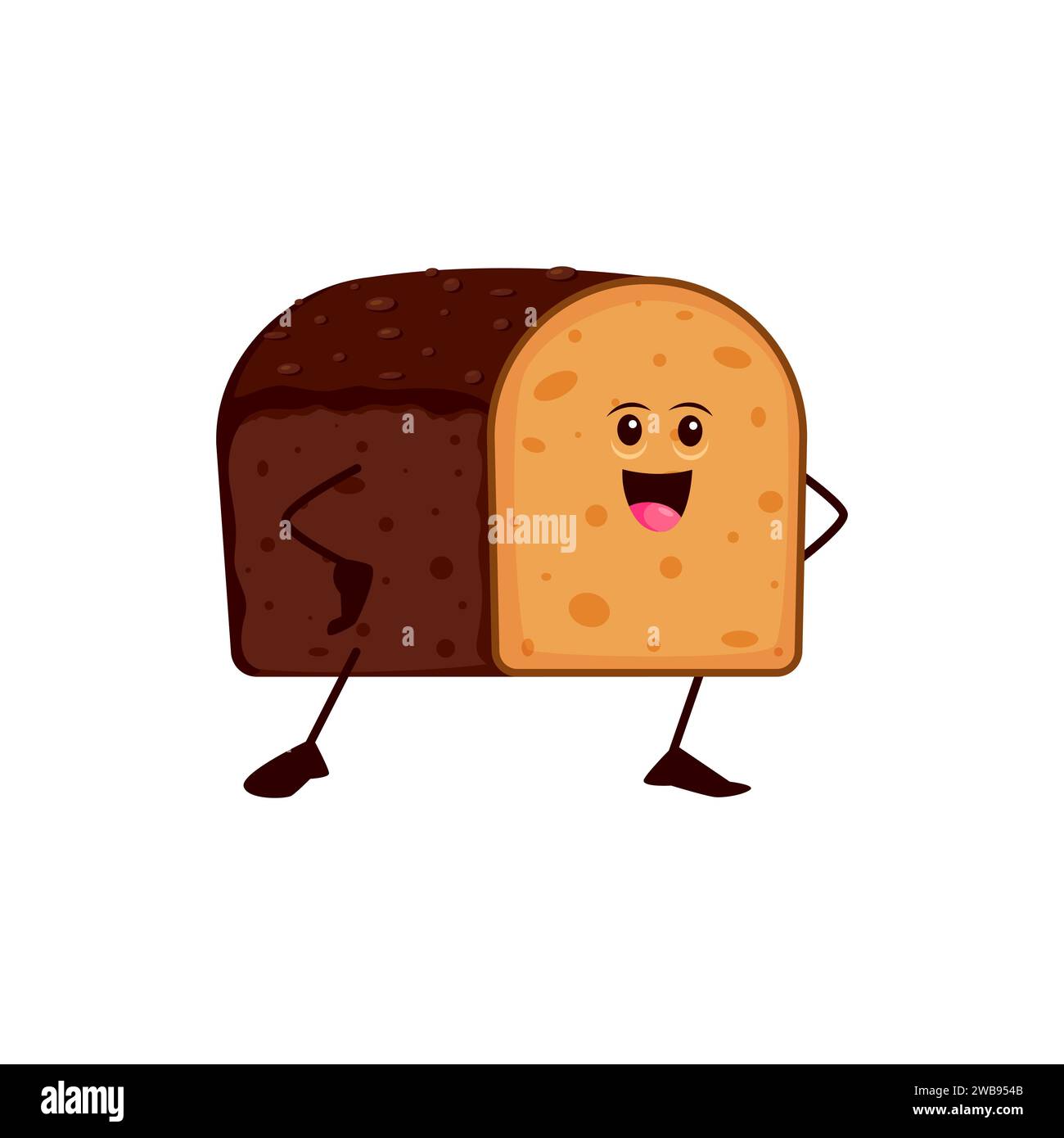 Cartoon funny rye bread character. Isolated vector cheerful doughy ...