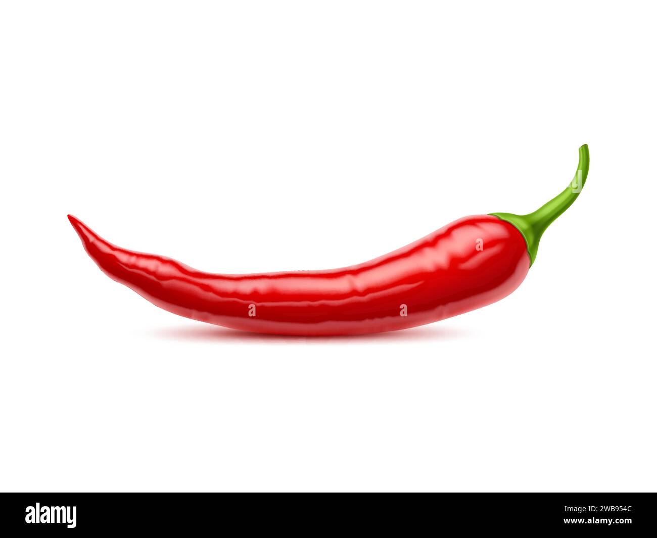 Realistic raw isolated whole chili pepper. 3d vector vibrant, red ...