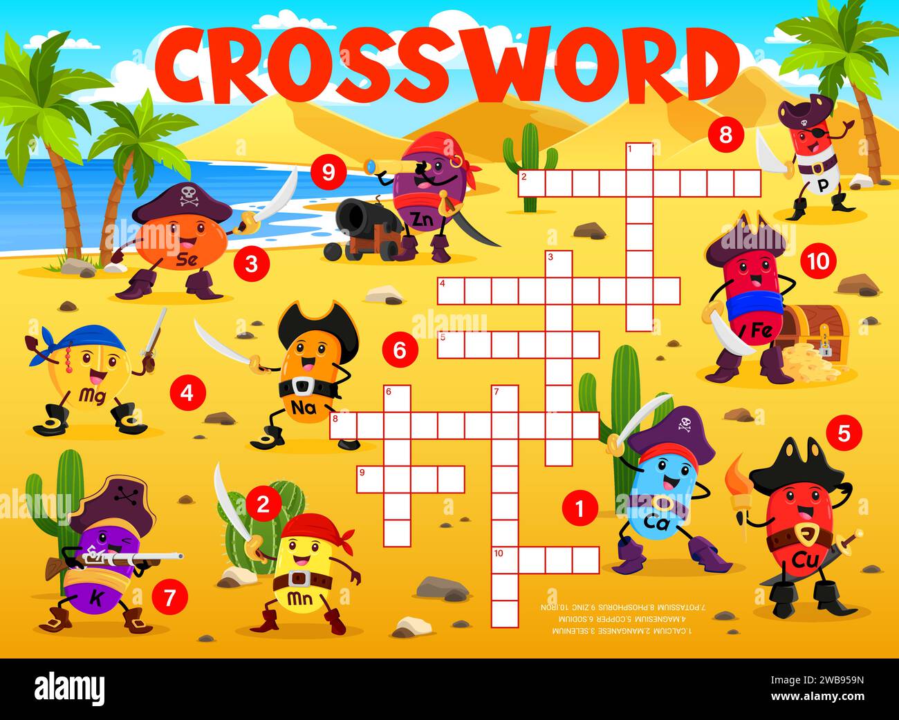 Crossword quiz game. Vitamins and micronutrient pirates and corsair ...
