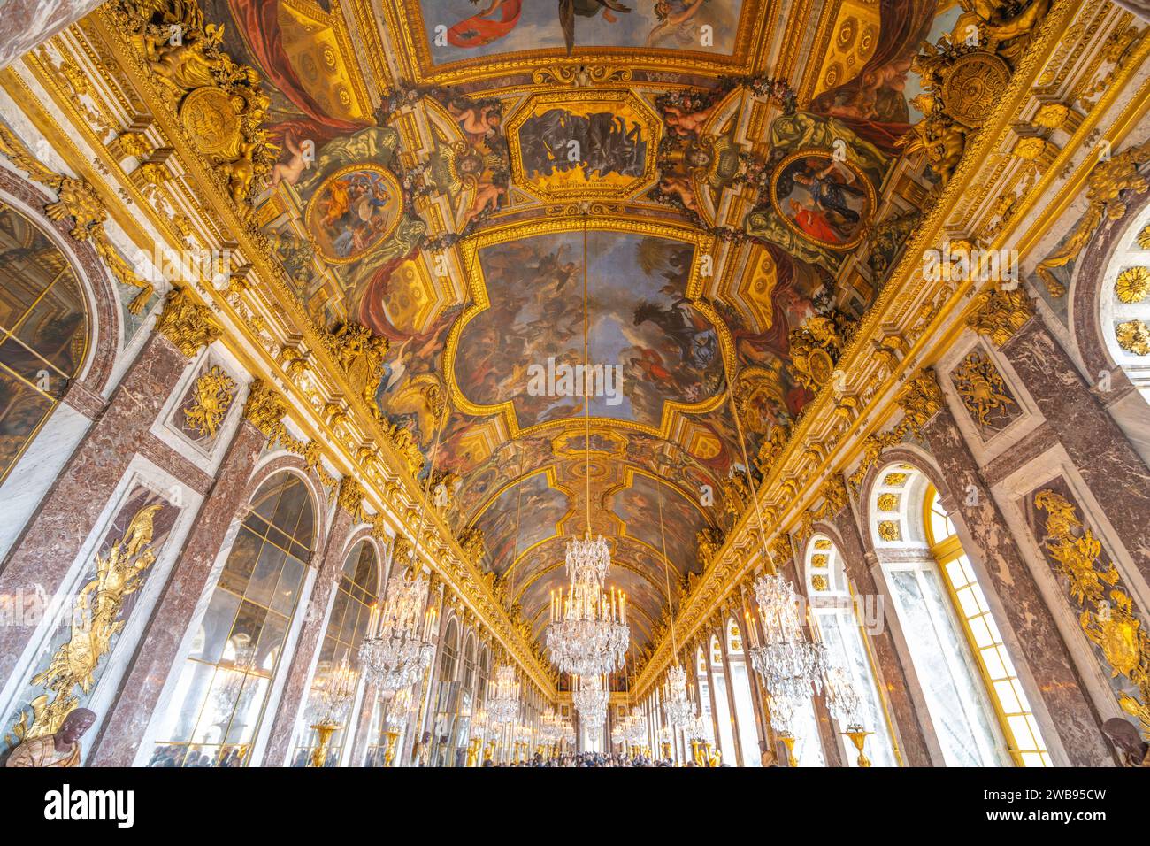 Hall of Mirrors. Decorated interior with historical furniture and ...