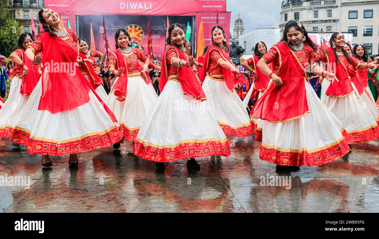 Performers from a Gujarati dance group, Diwali Festival in Trafalgar ...