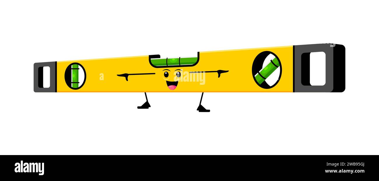 Cartoon funny level diy, building and repair tool character. Isolated ...