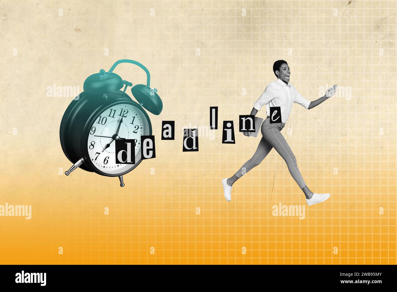 Collage creative poster illustration black white filter scary shocked ...