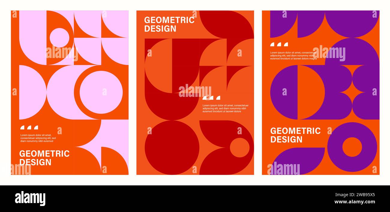 Modern geometric abstract posters with Bauhaus patterns. Business ...