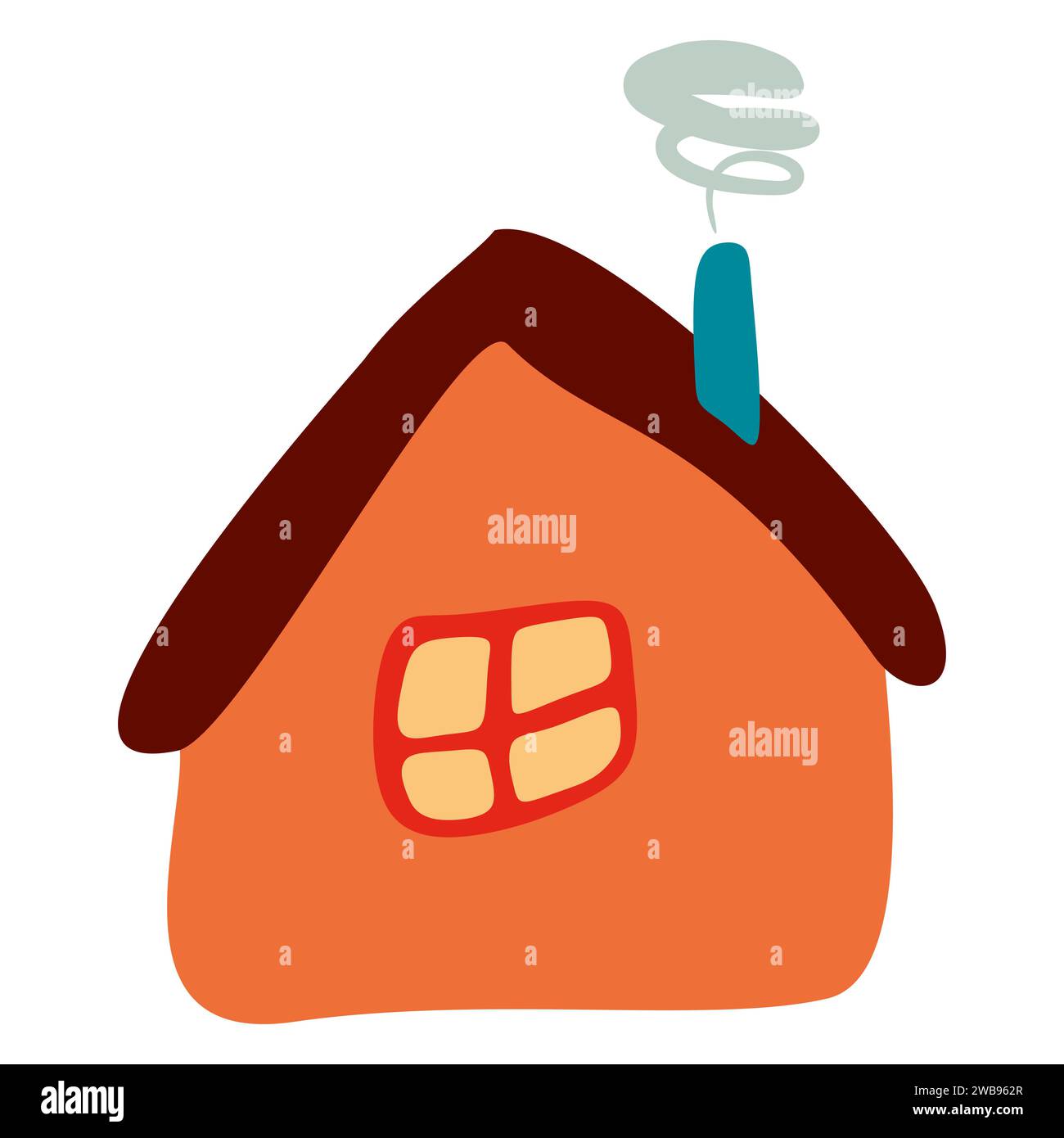 Small Colorful crooked house in Flat style with Smoke from Chimney ...