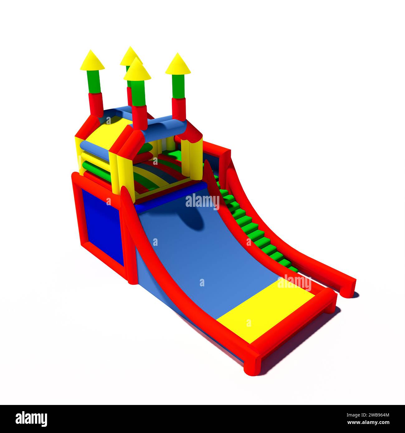 Bounce bouncy castle house isolated on white background. 3D rendering ...
