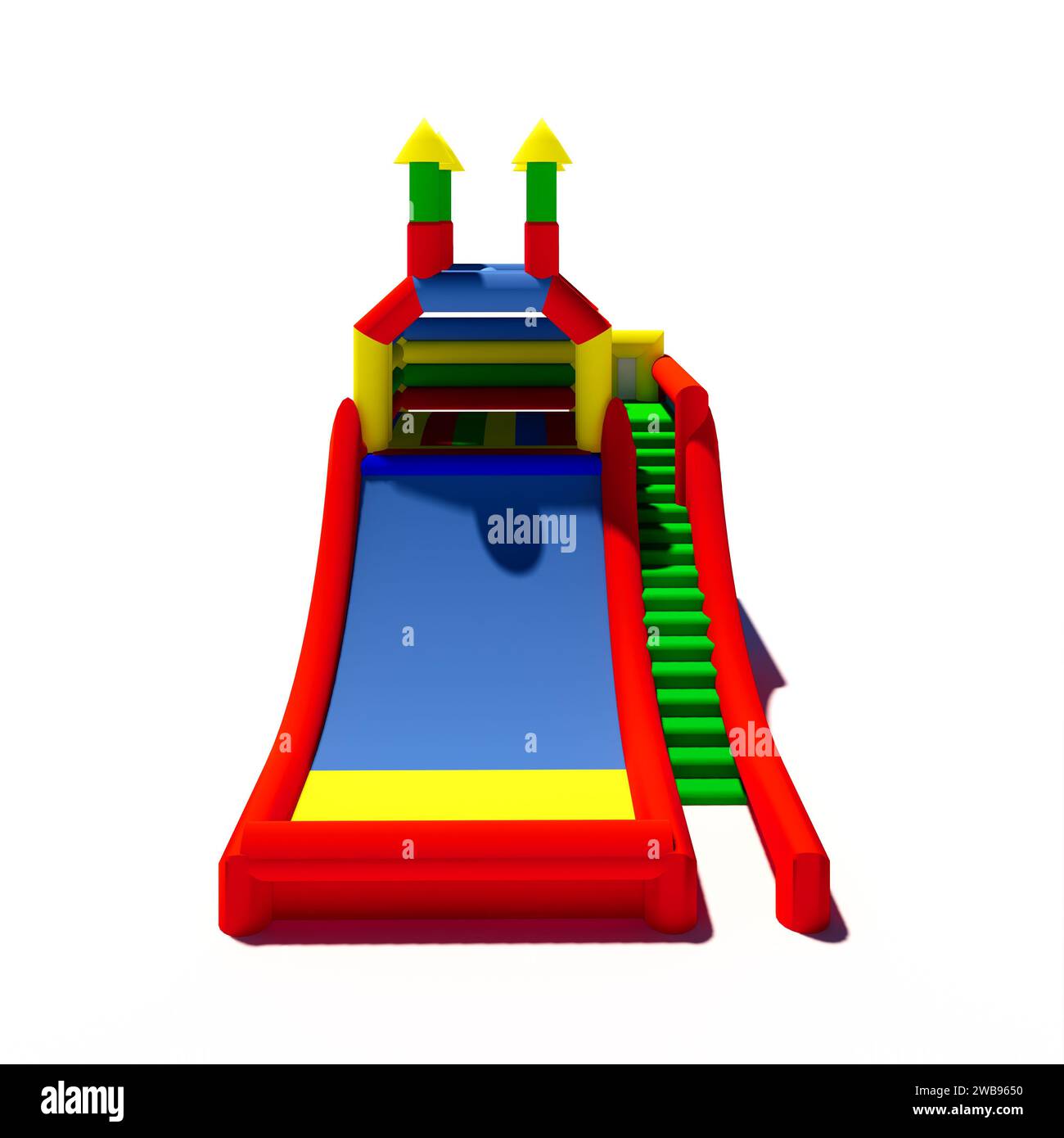 Bounce bouncy castle house isolated on white background. 3D rendering ...