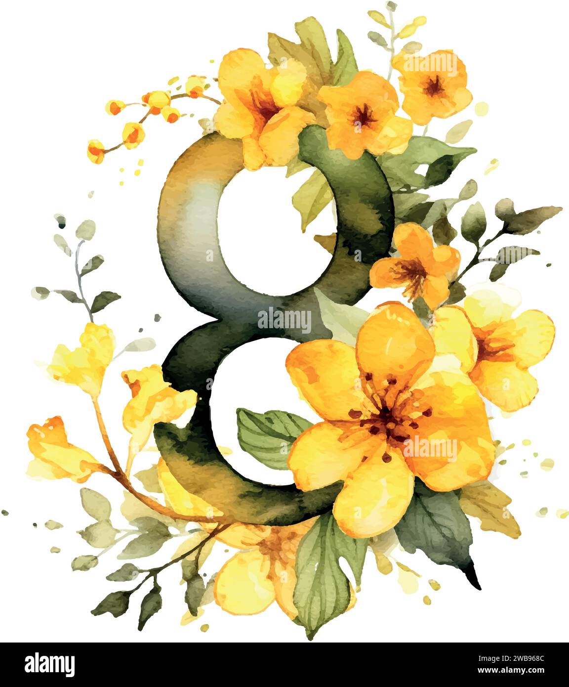 March flowers painting Stock Vector Images - Alamy