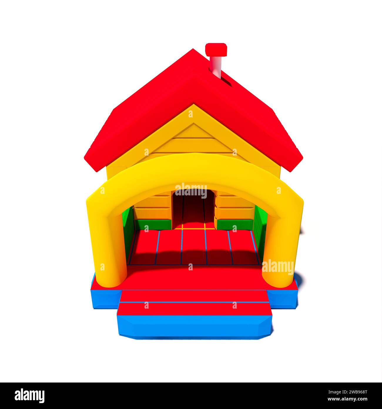 Bounce bouncy castle house isolated on white background. 3D rendering ...