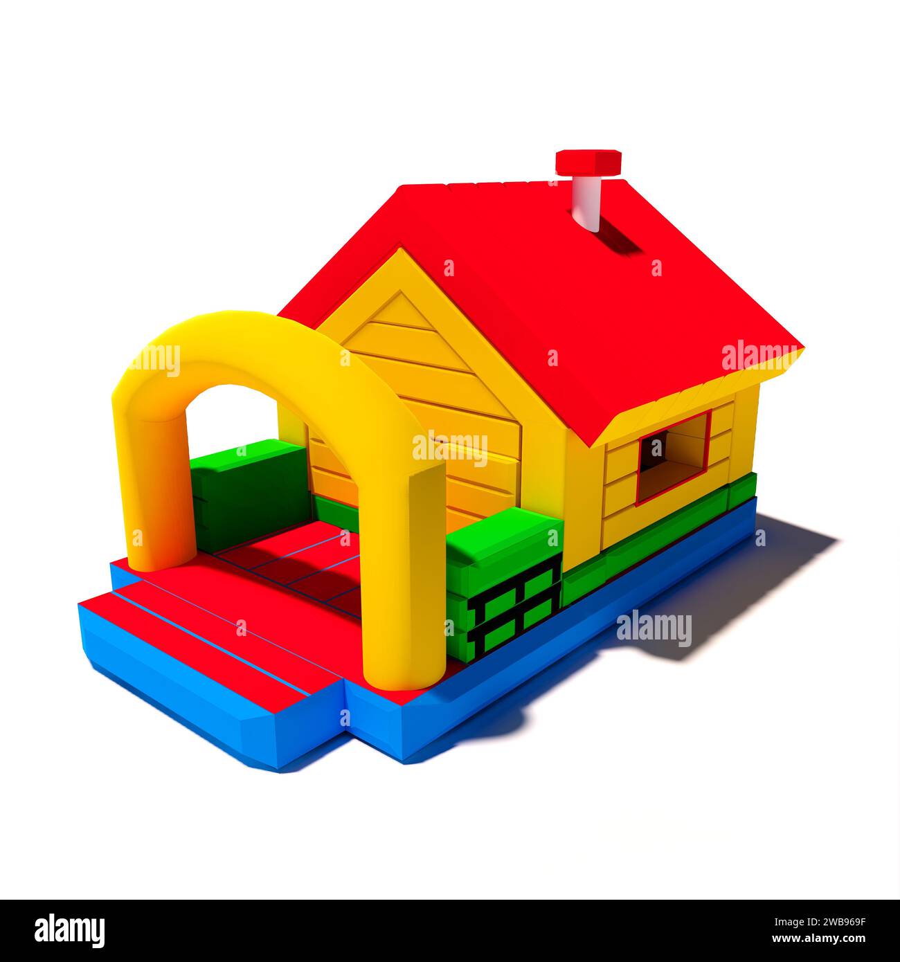 Bounce bouncy castle house isolated on white background. 3D rendering ...