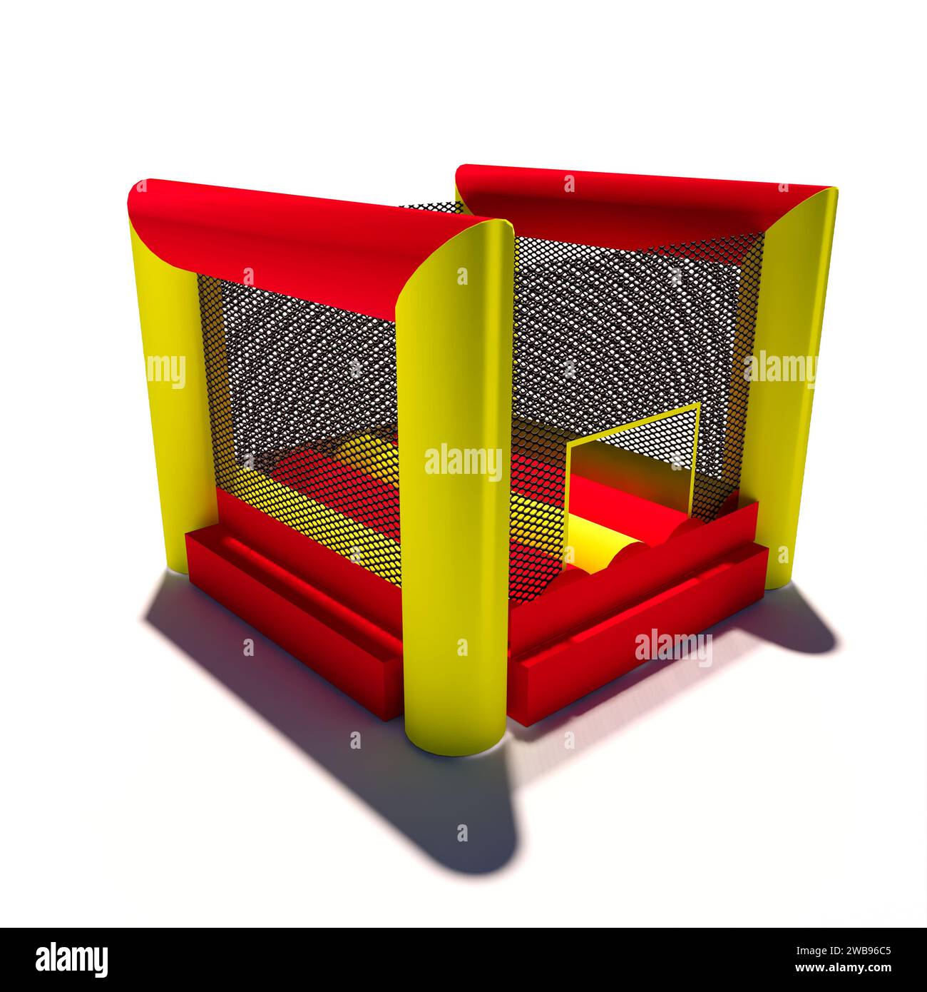 Bounce bouncy castle house isolated on white background. 3D rendering ...