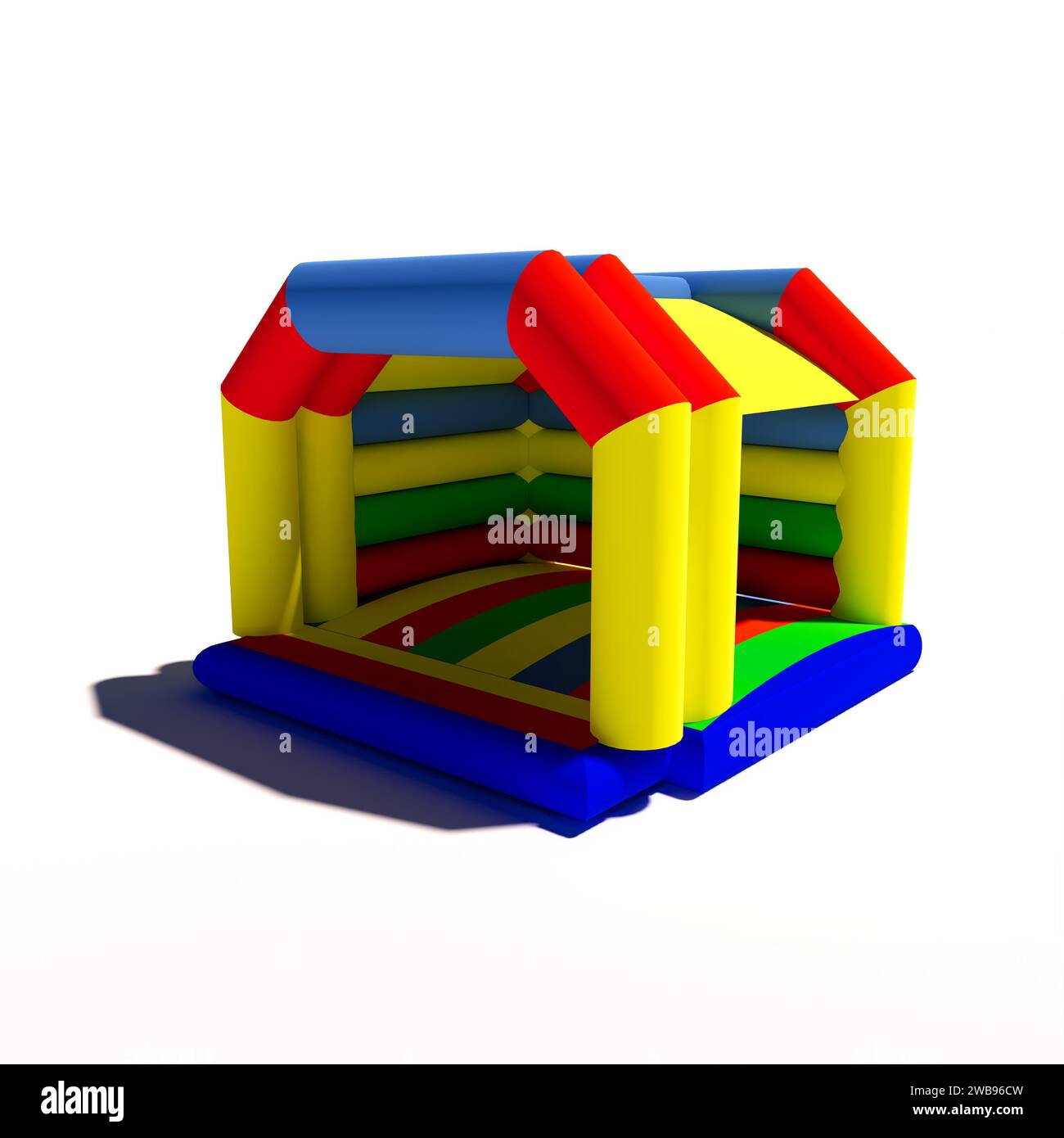 Bounce bouncy castle house isolated on white background. 3D rendering ...
