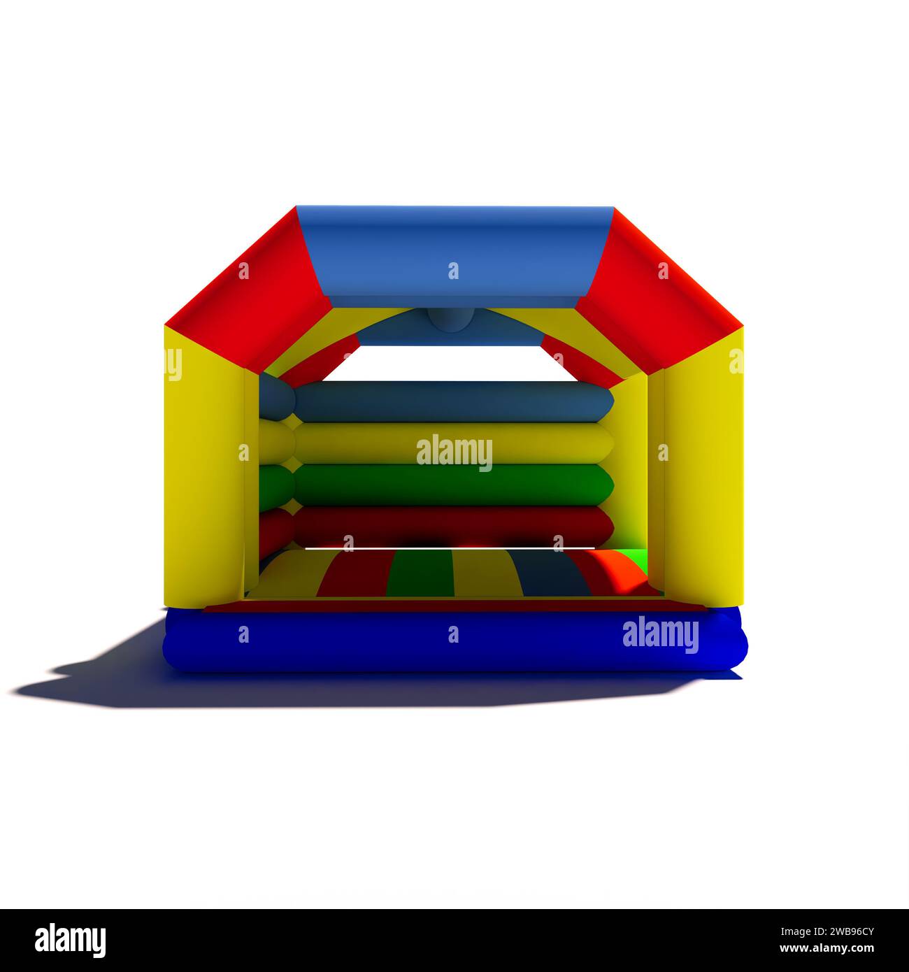 Bounce bouncy castle house isolated on white background. 3D rendering ...