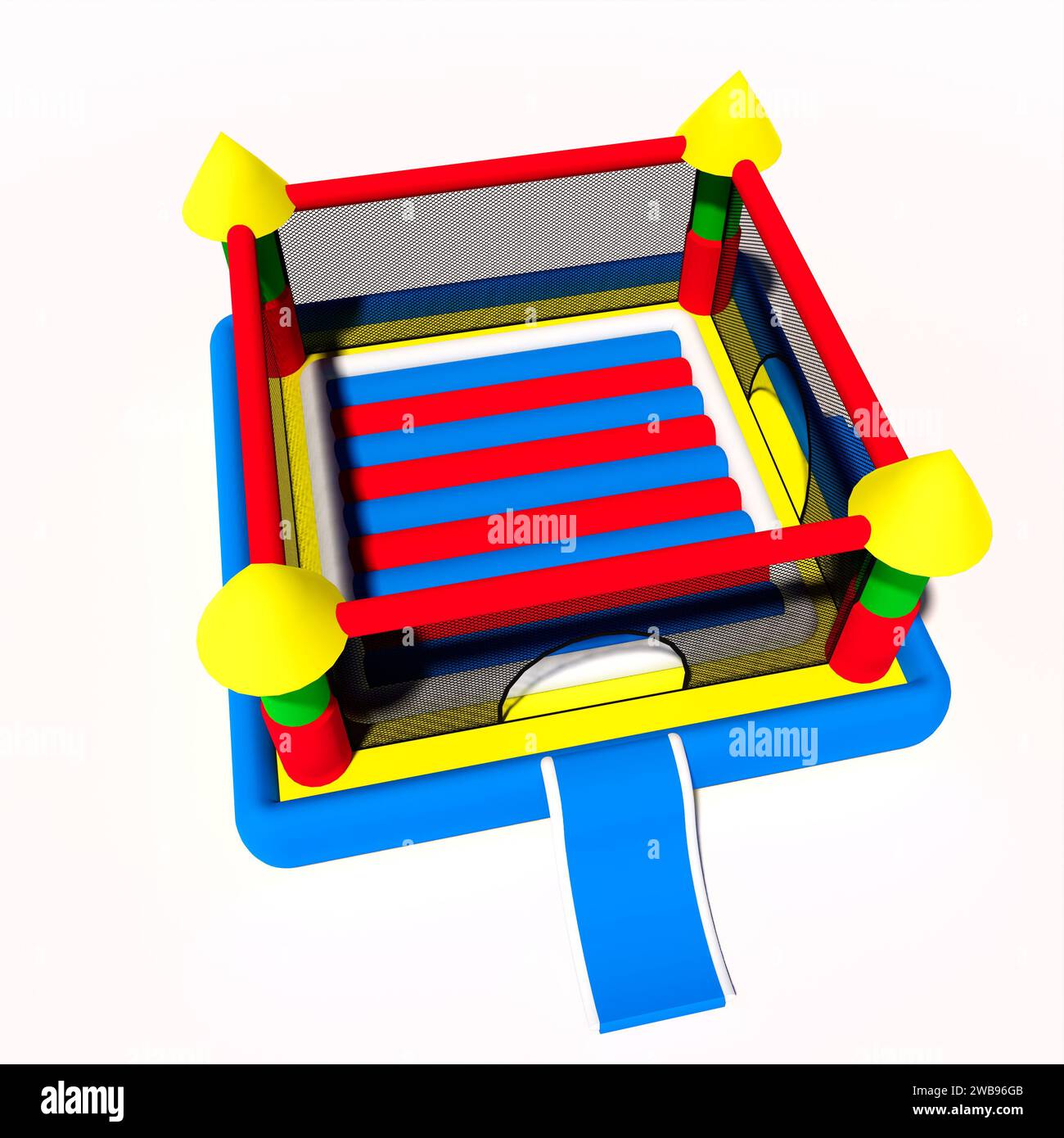 Bounce bouncy castle house isolated on white background. 3D rendering ...