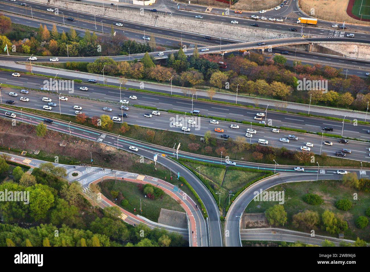 Seoul complicated intersections of roads in South Korea. Olympic-daero ...