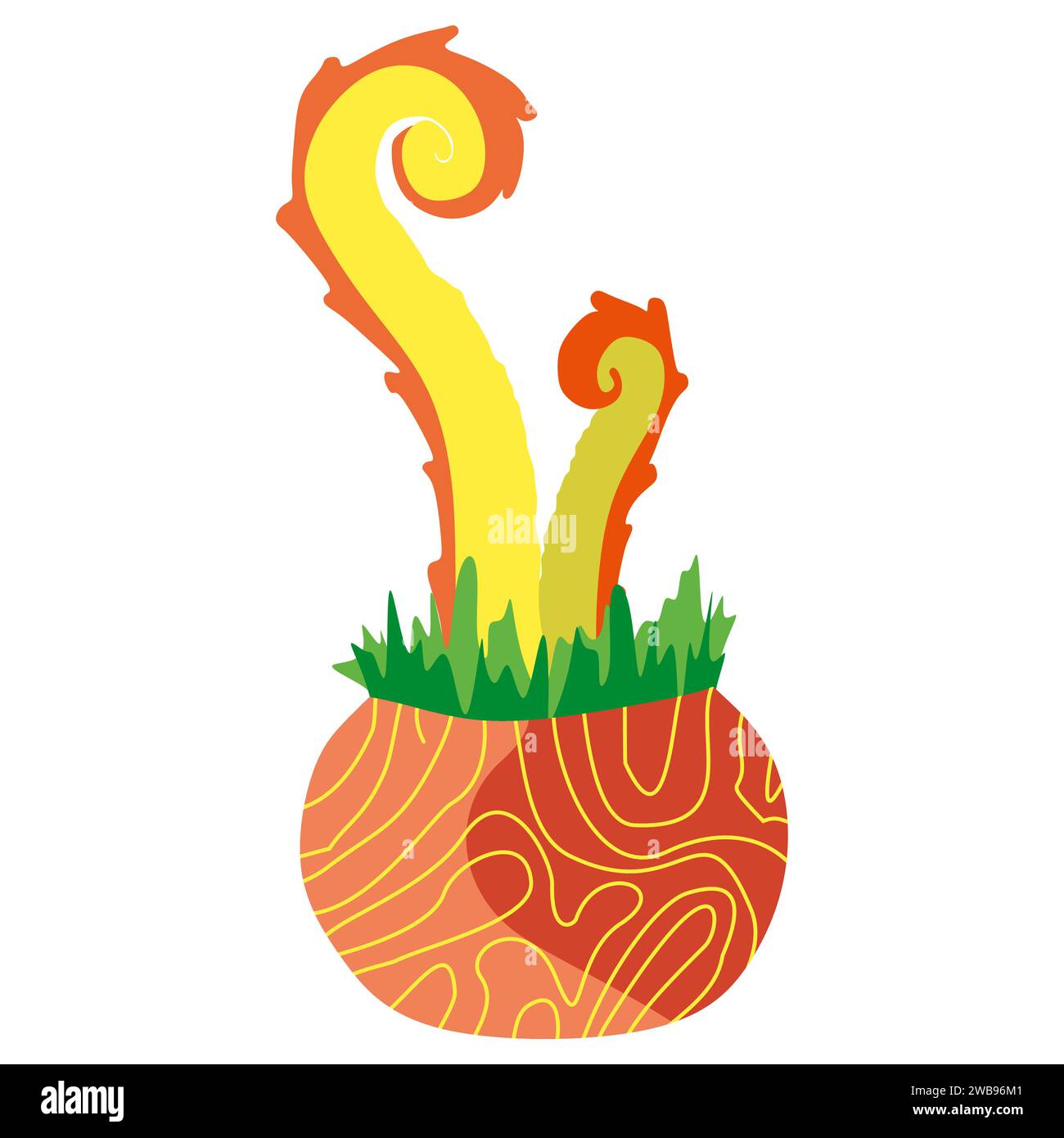 Cartoon fantasy alien Plant in Flower pot. Vector nature element ...