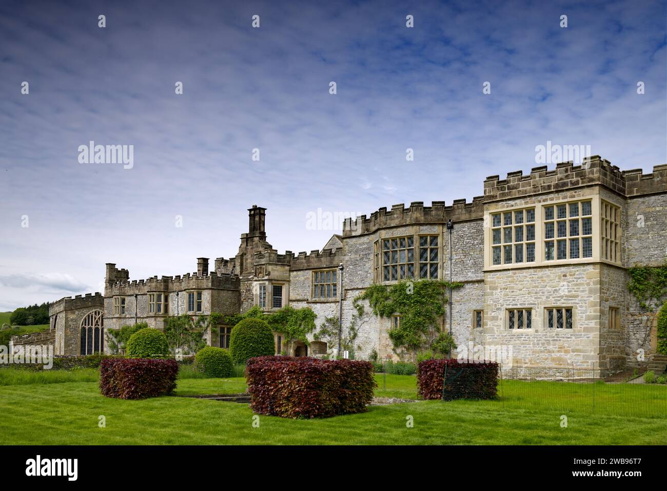 Bakewell, Derbyshire, England, UK - Haddon Hall is an English country ...