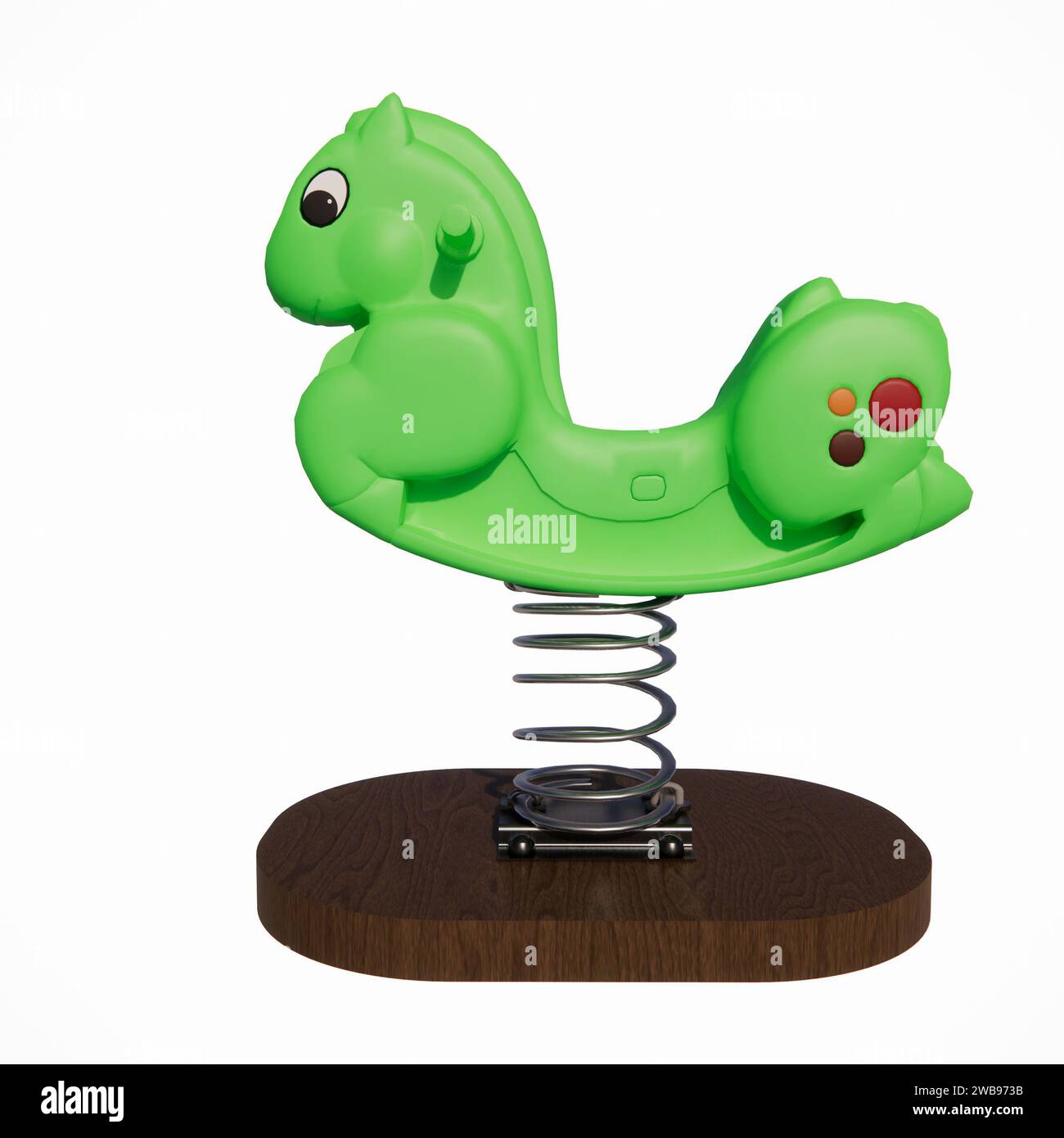 playground park spring springer for kids with wooden base and isolated ...