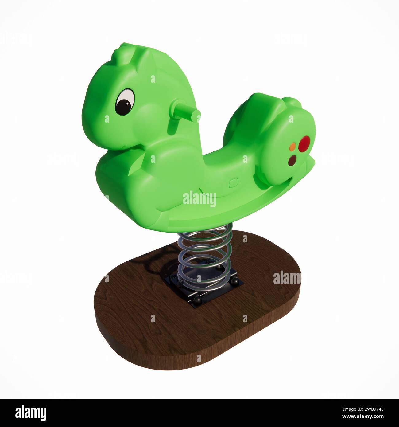 playground park spring springer for kids with wooden base and isolated ...