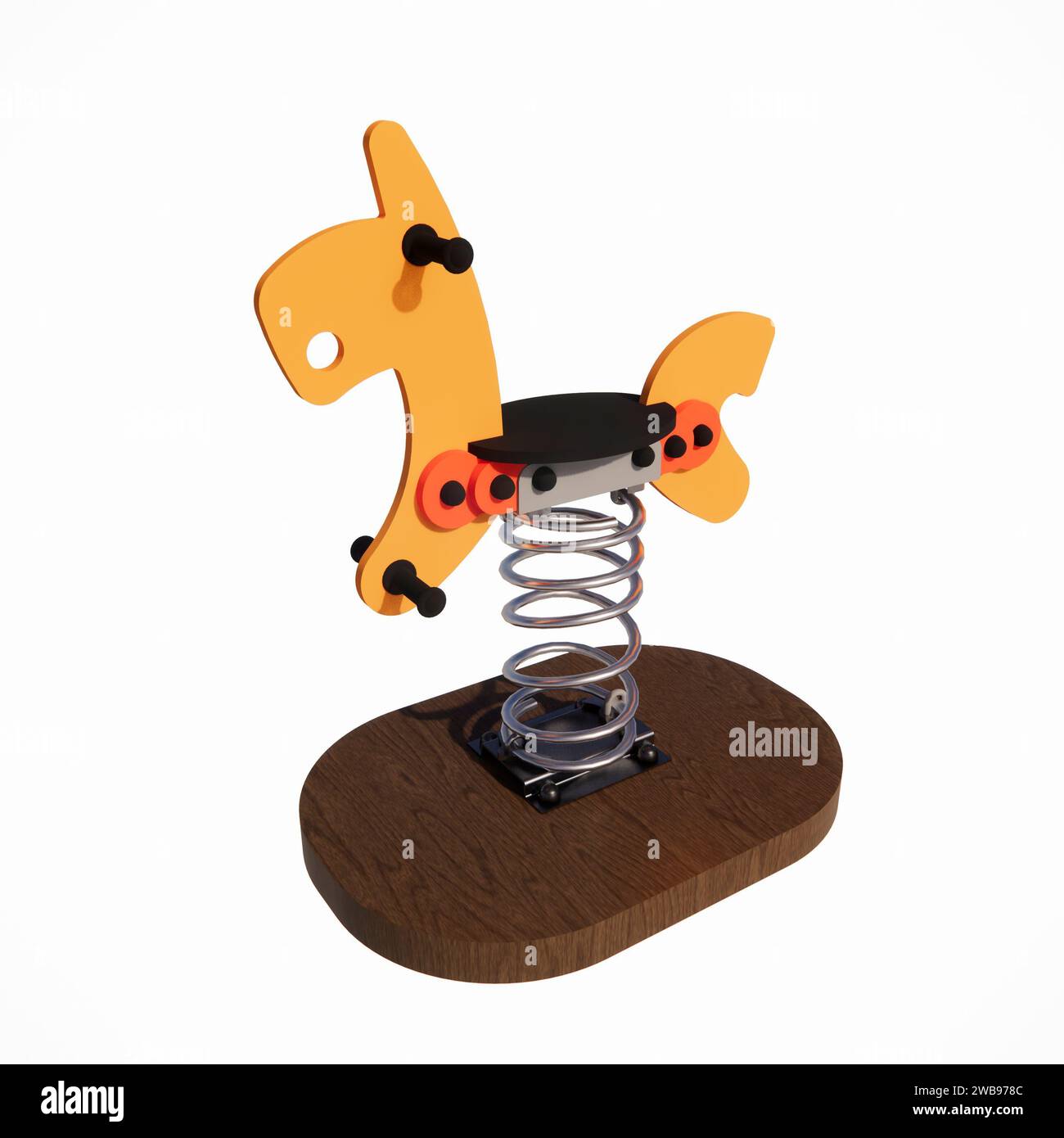 playground park spring springer for kids with wooden base and isolated ...