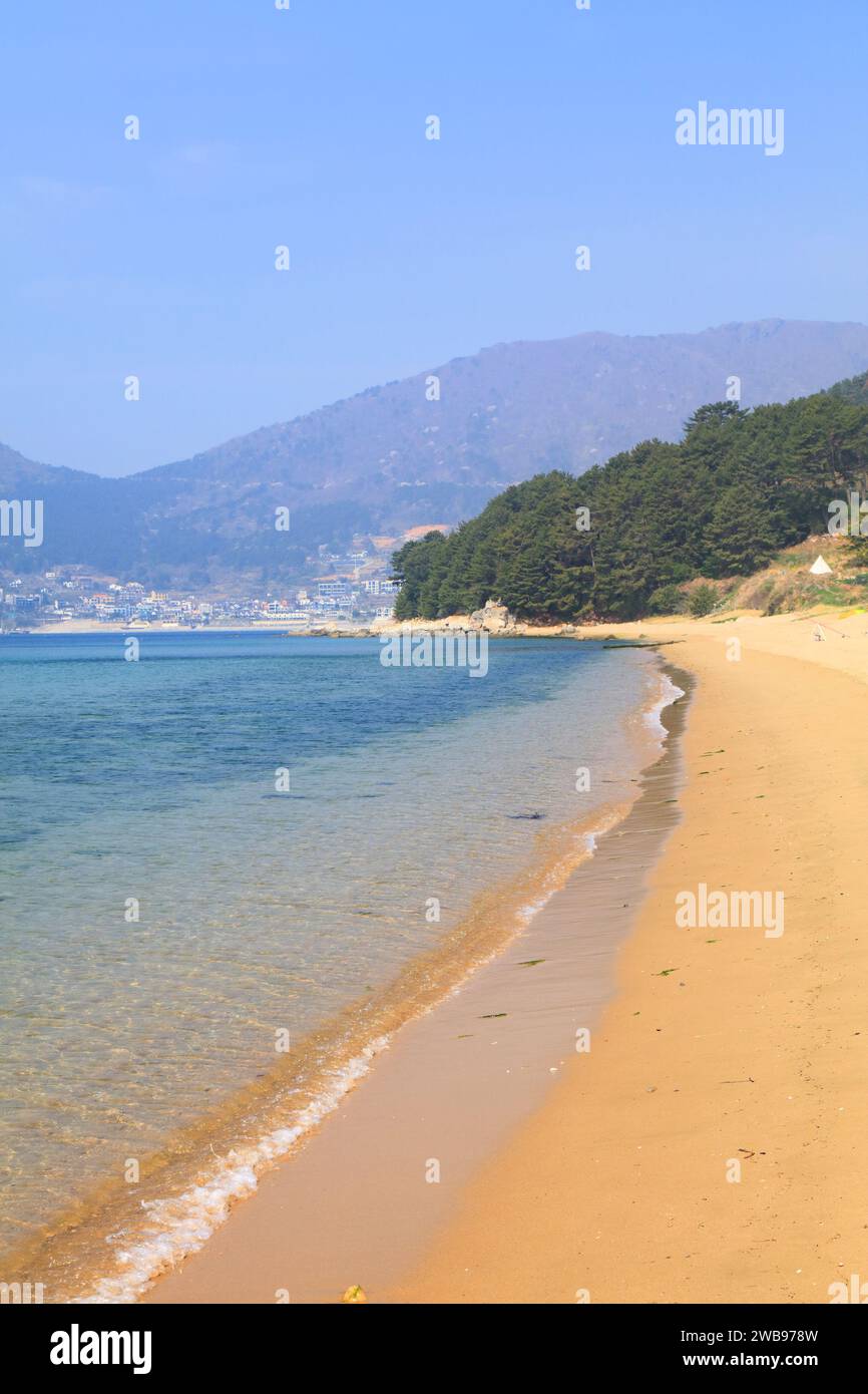 Geoje island in South Korea. Gujora Beach sandy vacation destination ...
