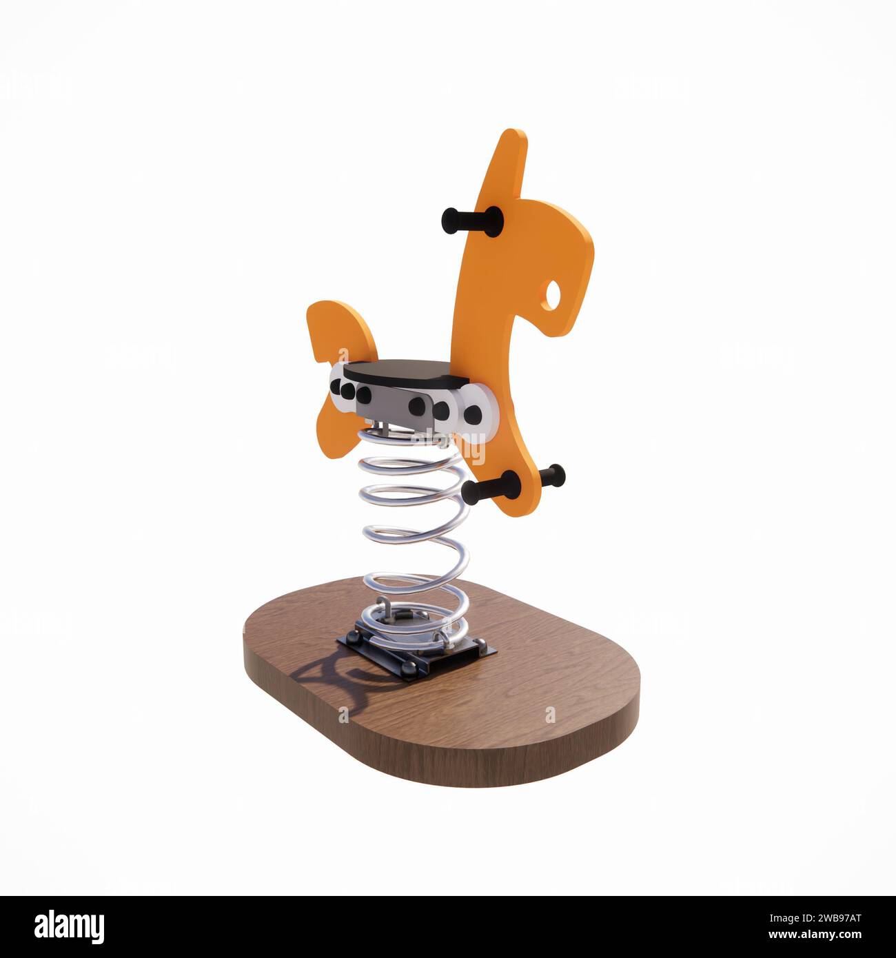 playground park spring springer for kids with wooden base and isolated ...