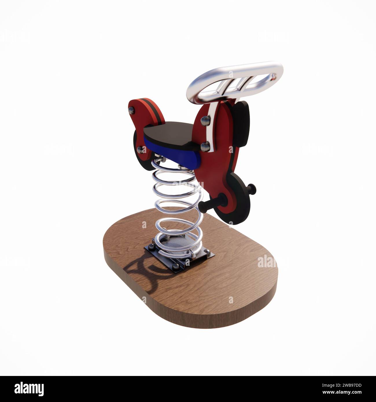 playground park spring springer for kids with wooden base and isolated ...