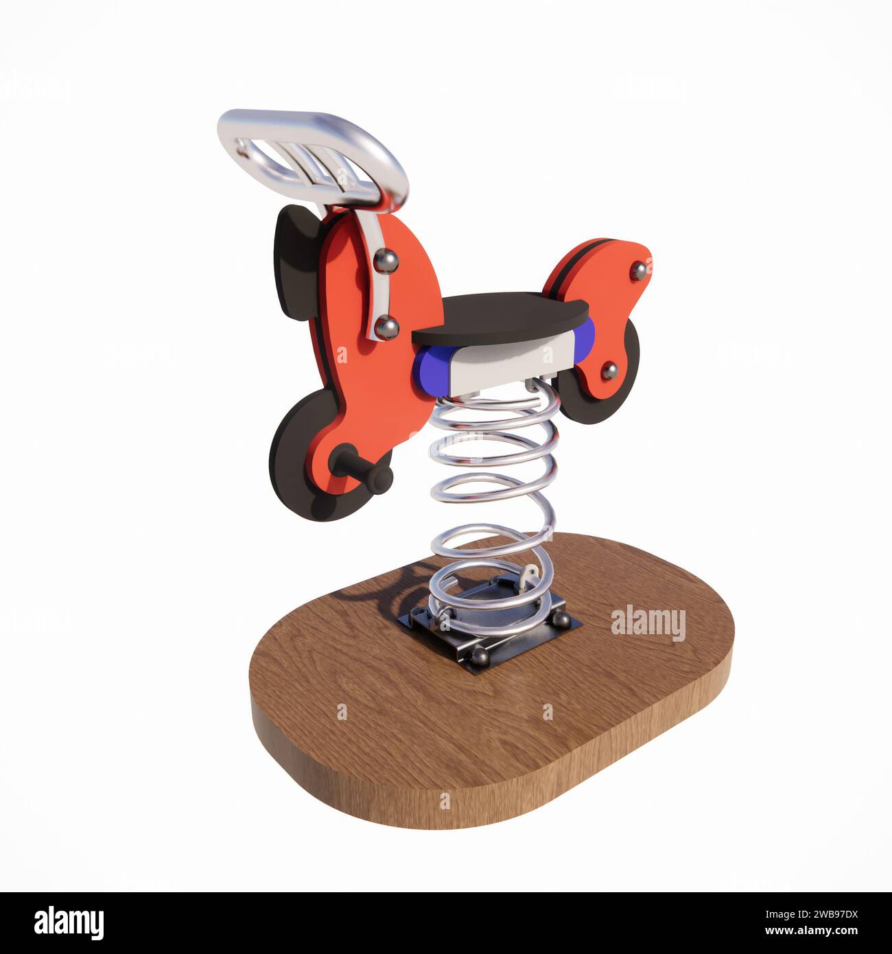 playground park spring springer for kids with wooden base and isolated ...