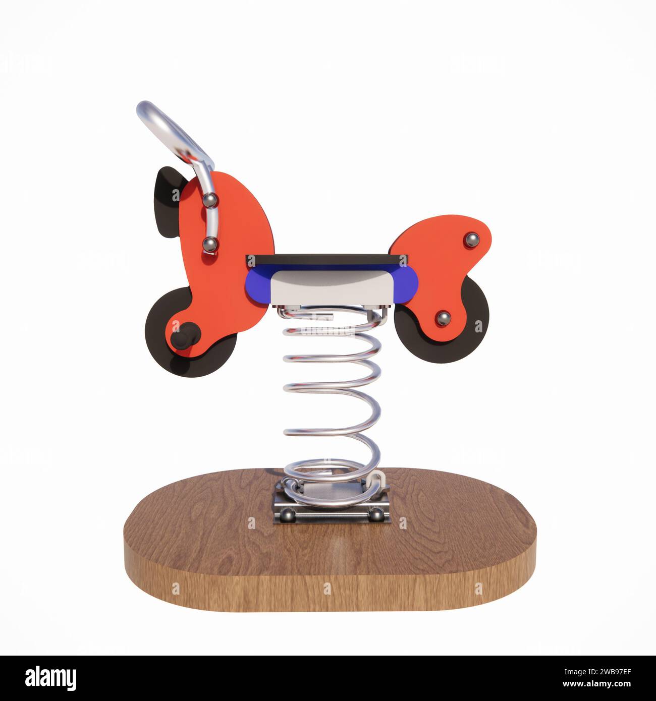 playground park spring springer for kids with wooden base and isolated ...