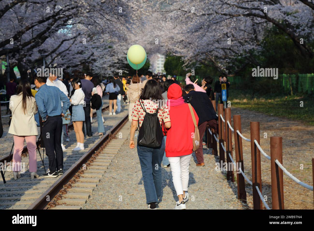 JINHAE, SOUTH KOREA - MARCH 28, 2023: People visit Gyeonghwa Station ...