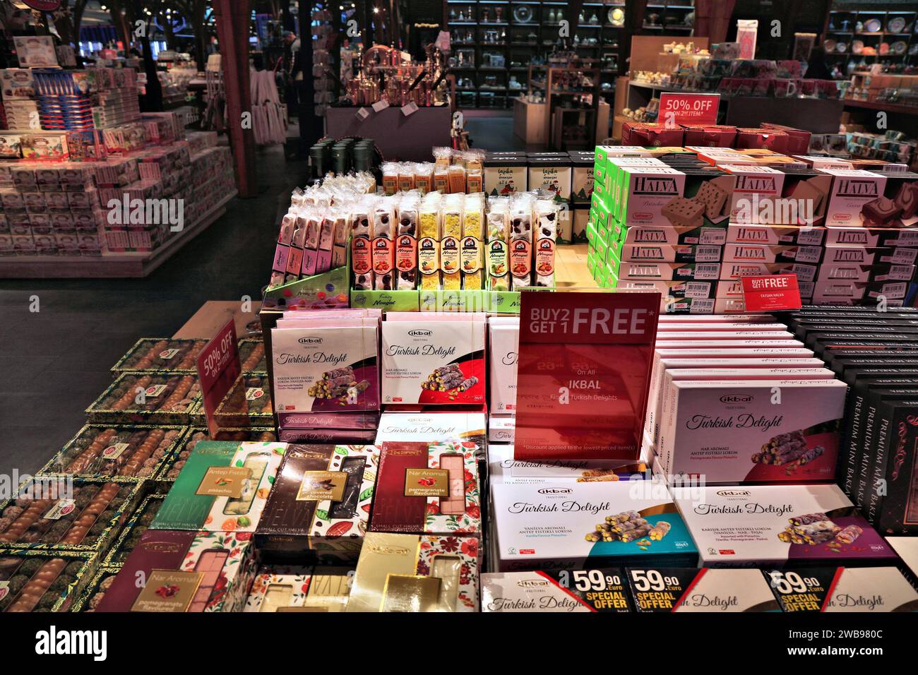 ISTANBUL, TURKEY - APRIL 11, 2023: Ikbal brand Turkish delight and ...