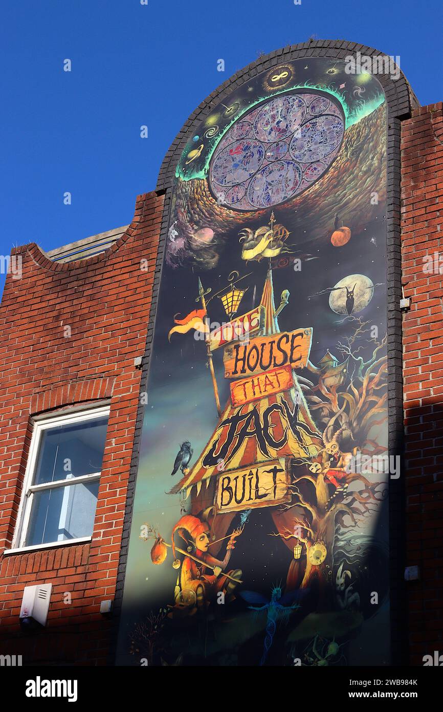 Close up showing detail of the wall mural by Andy Jack Nash, on the ...